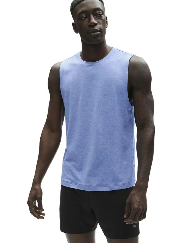Alo Yoga Conquer Muscle Tank Top - Provence Blue Heather