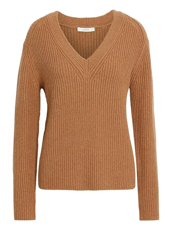 Vince Ribbed Cotton-blend Sweater - Camel