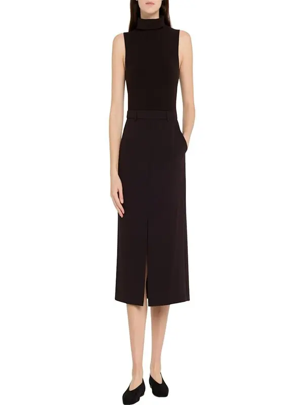 Theory Funnel-neck Sleeveless Midi Dress - Dark Cacao