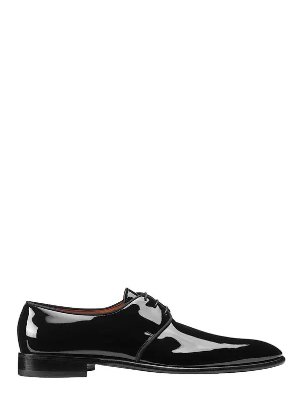 Santoni Isogram Patent Leather Derby Shoes - Black
