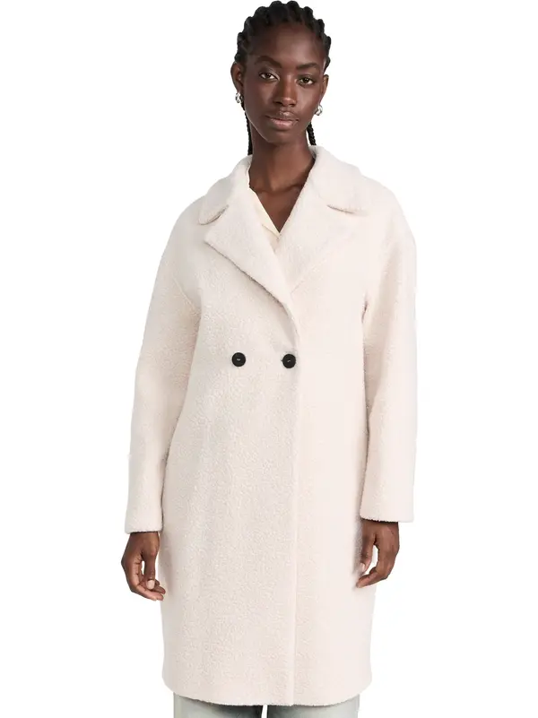 Harris Wharf London Dropped Shoulder Bouclé Coat - Ecru