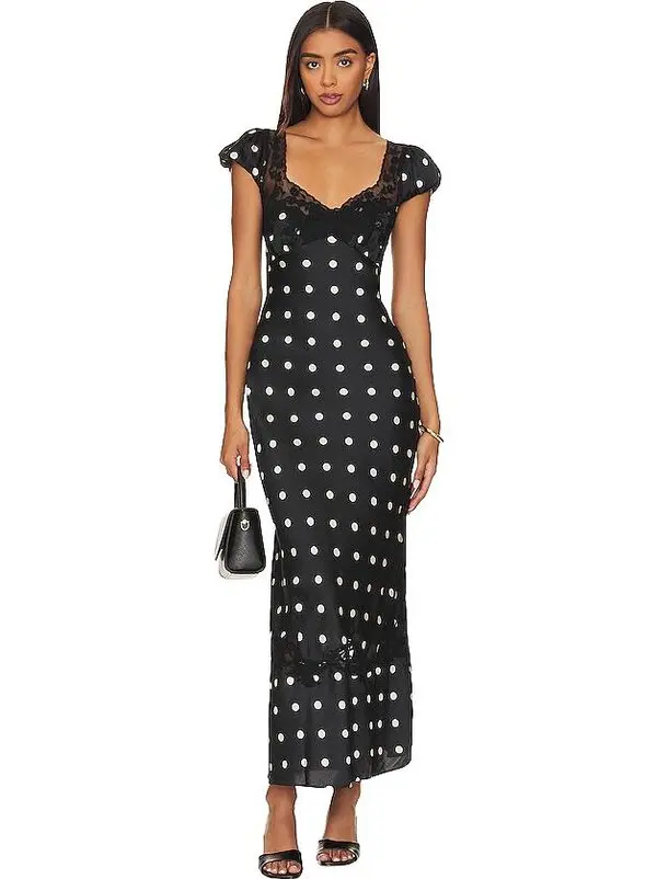 Free People Butterfly Babe Midi Dress - Black And White Comb