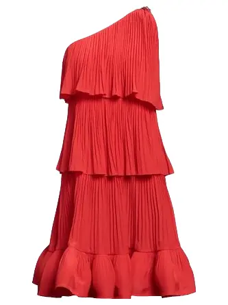LANVIN Mini One-shoulder Pleated Dress - Red