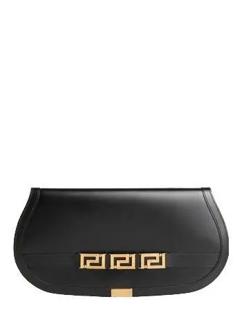Versace Leather Clutch With Appliqués - Black