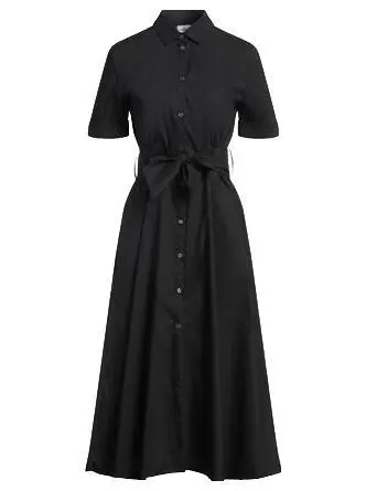 Woolrich Belted Poplin Shirt Midi Dress - Black