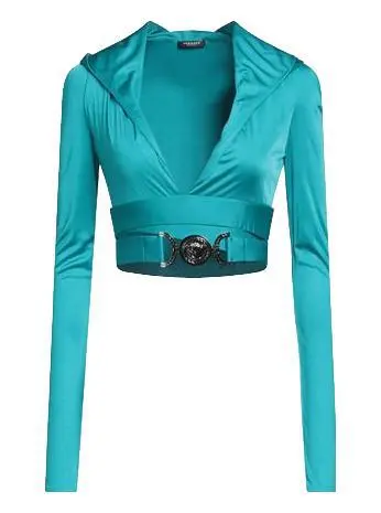 Versace Cropped Jersey Top - Deep Teal
