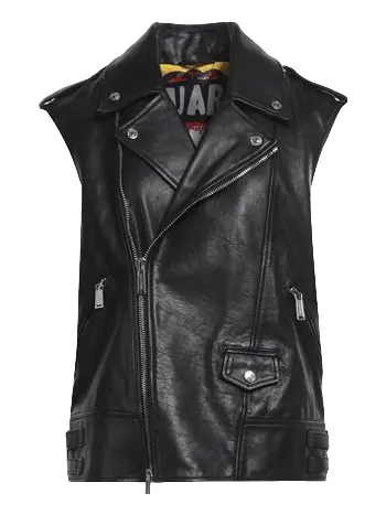 Dsquared2 Calfskin Vest With Appliqués - Black