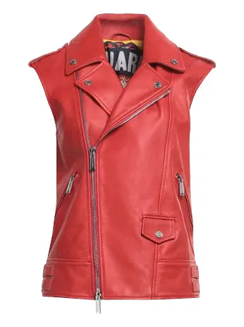 Dsquared2 Calfskin Vest With Appliqués - Orange