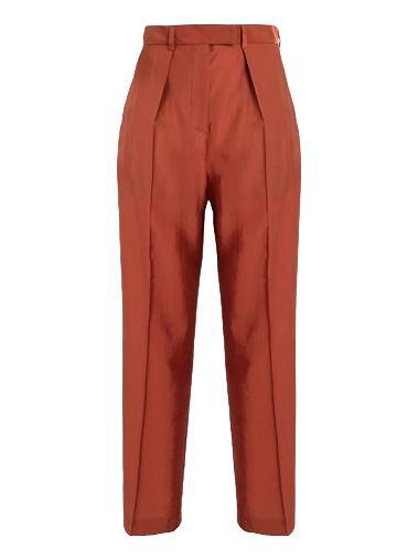 Karl Lagerfeld High-waisted Tailored Straight-leg Pants In Satin - Rust