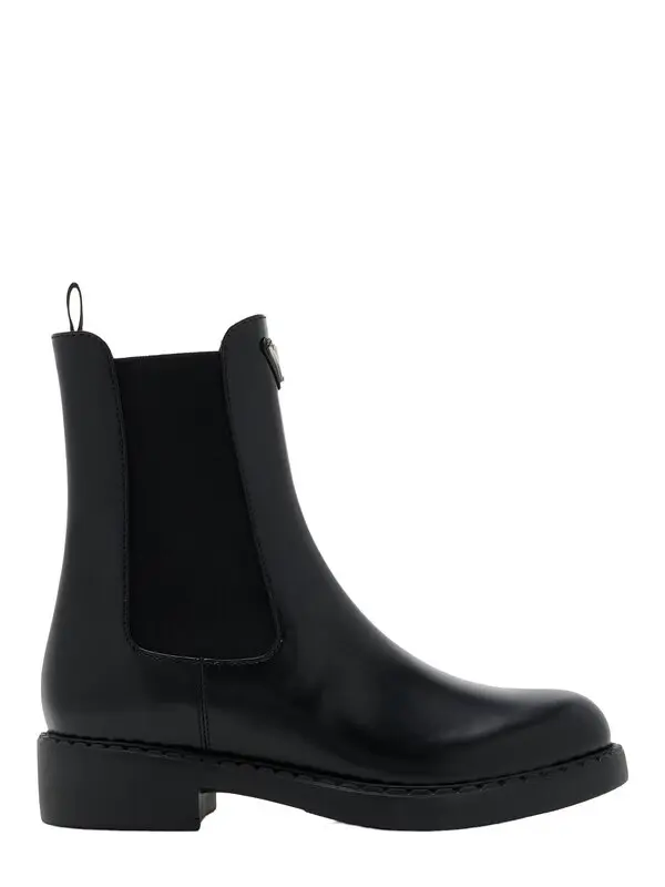 Prada Leather Chelsea Boots - Black
