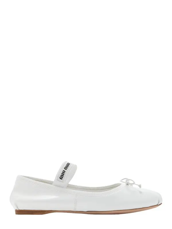 Miu Miu Leather Ballet Flats - White