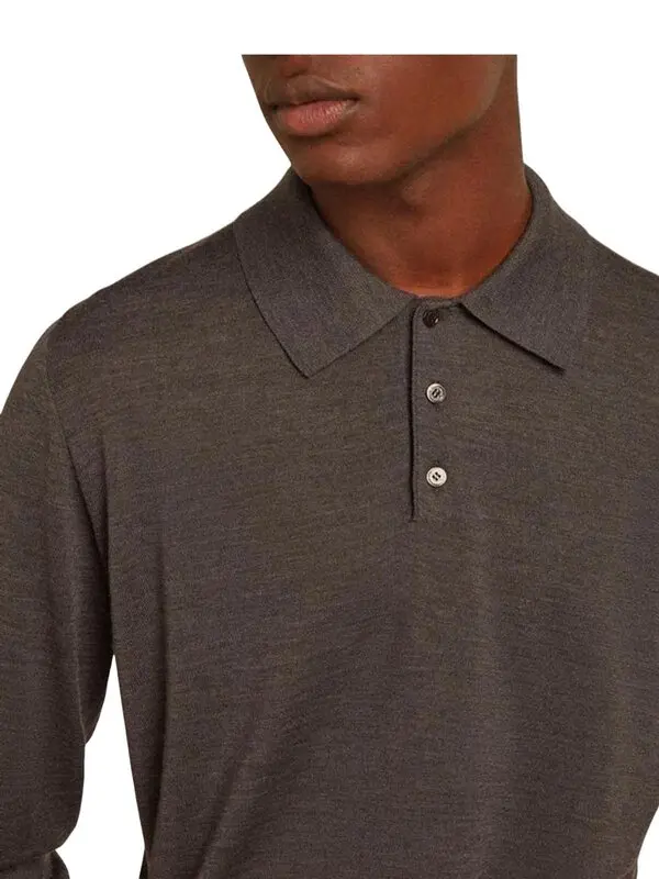 GOLDEN GOOSE Apos;s Wool Knit Polo Shirt - Anthracite