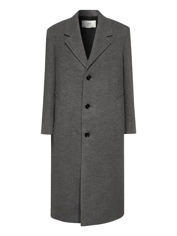 Ami Single-breasted Wool-blend Coat - Grey