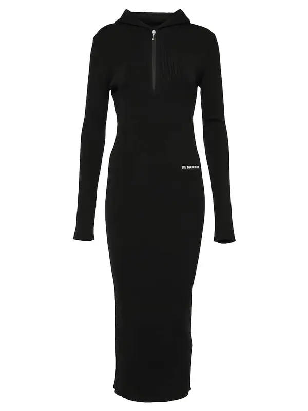 JIL SANDER Wool-blend Midi Dress - Black