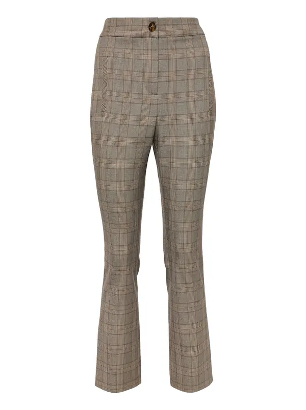 Veronica Beard Checked High-rise Slim Pants - Beige