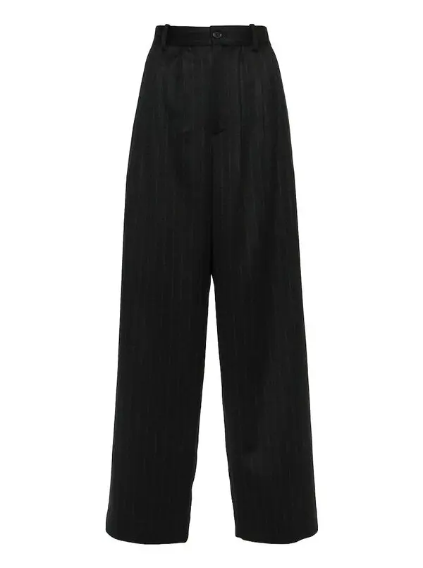 THE ROW Rufos Pinstripe Cashmere Wide-leg Pants - Black