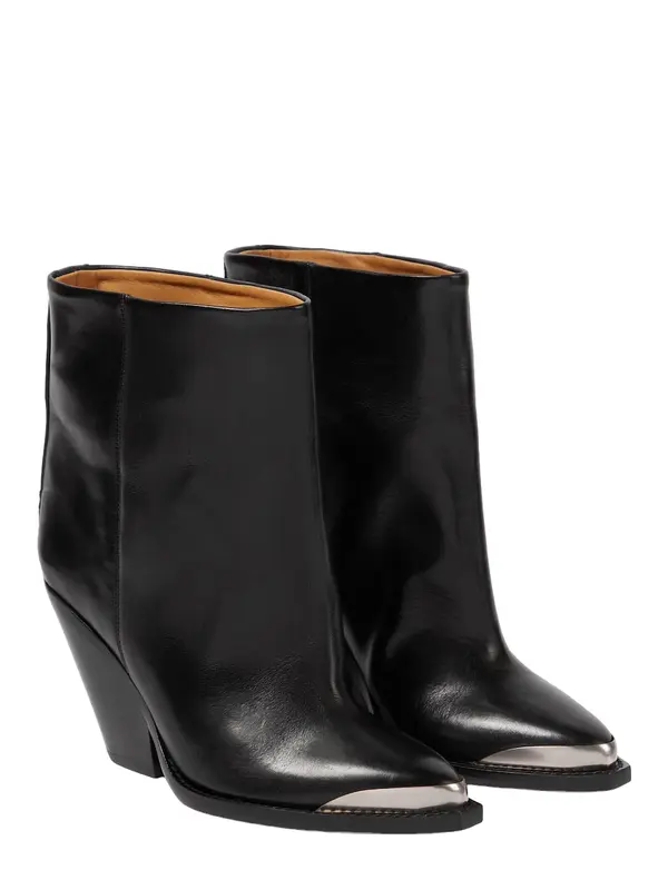 Isabel Marant Ladel Leather Ankle Boots - Black
