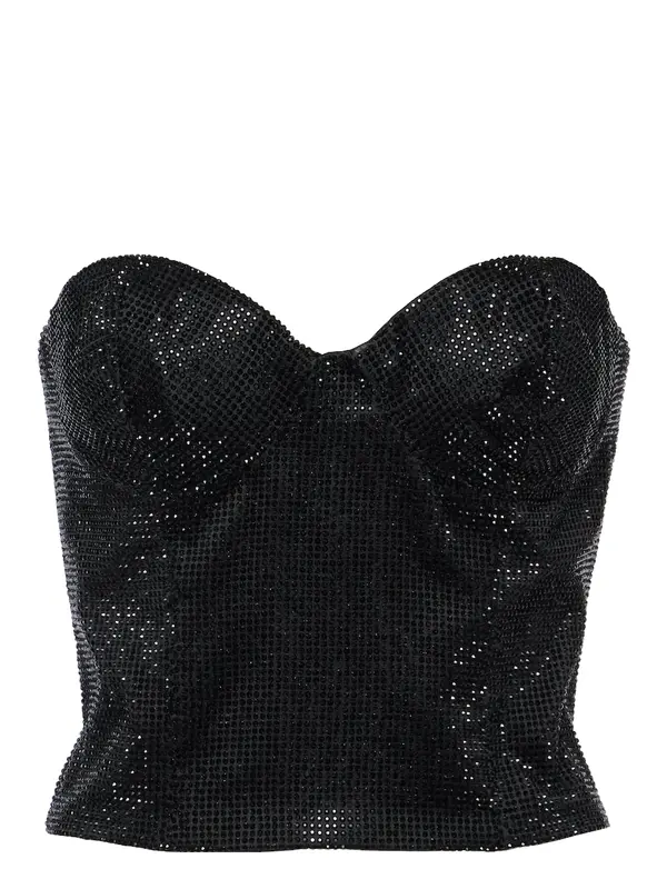 Costarellos Gabra Crystal-embellished Bustier Top - Black