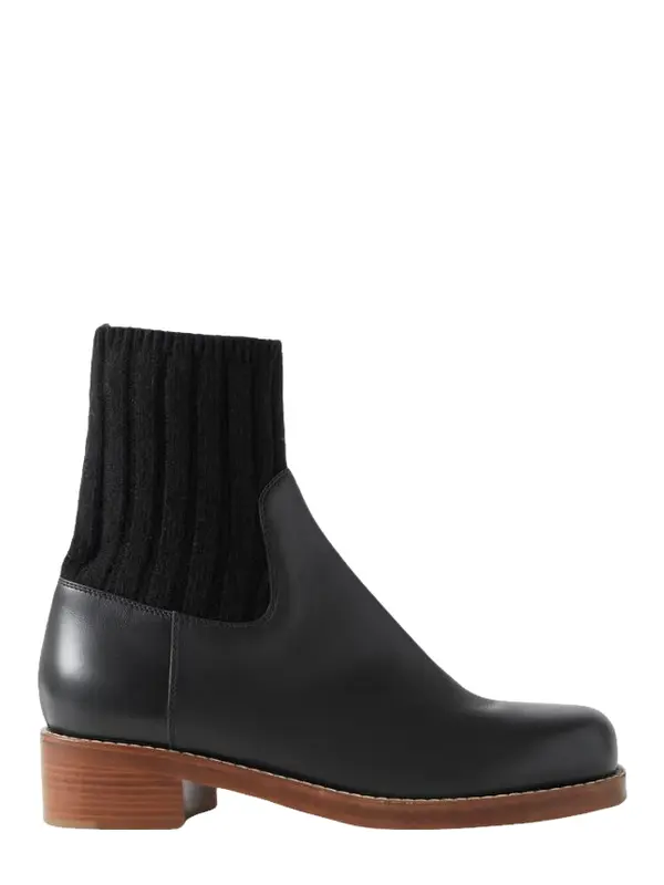 Gabriela Hearst Hobbes Leather Chelsea Boots With Cashmere Trim - Black
