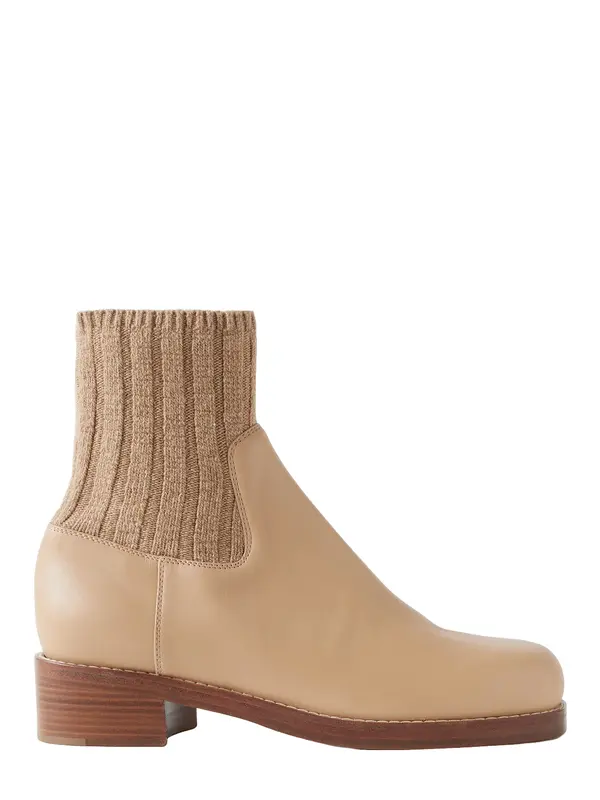 Gabriela Hearst Hobbes Leather Chelsea Boots With Cashmere Trim - Neutrals