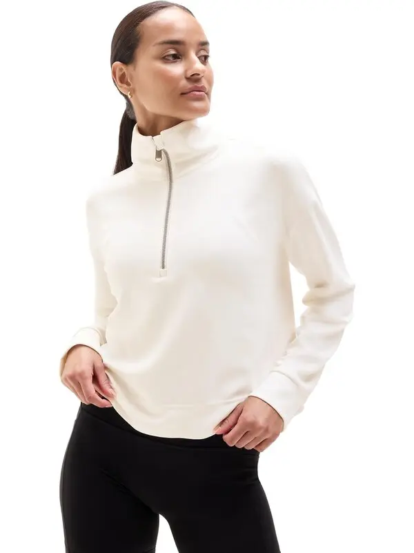 Athleta Seasoft Quarter Zip - Magnolia White