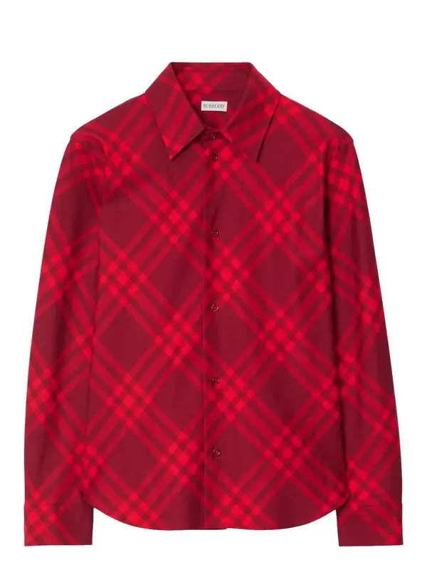 Burberry Check-pattern Cotton Shirt - Red
