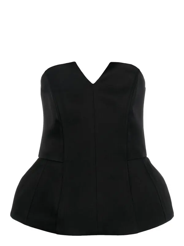 V:PM ATELIER Lumi Peplum-hem Satin Top - Black