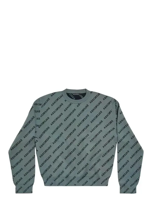 Balenciaga Logo Print Crew Neck Jumper - Grey