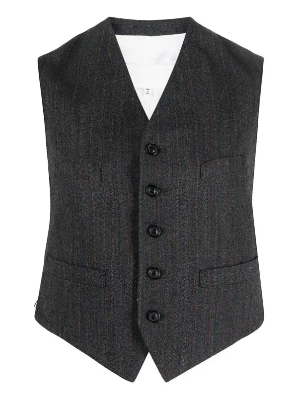 MAISON MARGIELA Stripe-print Wool Waistcoat - Grey