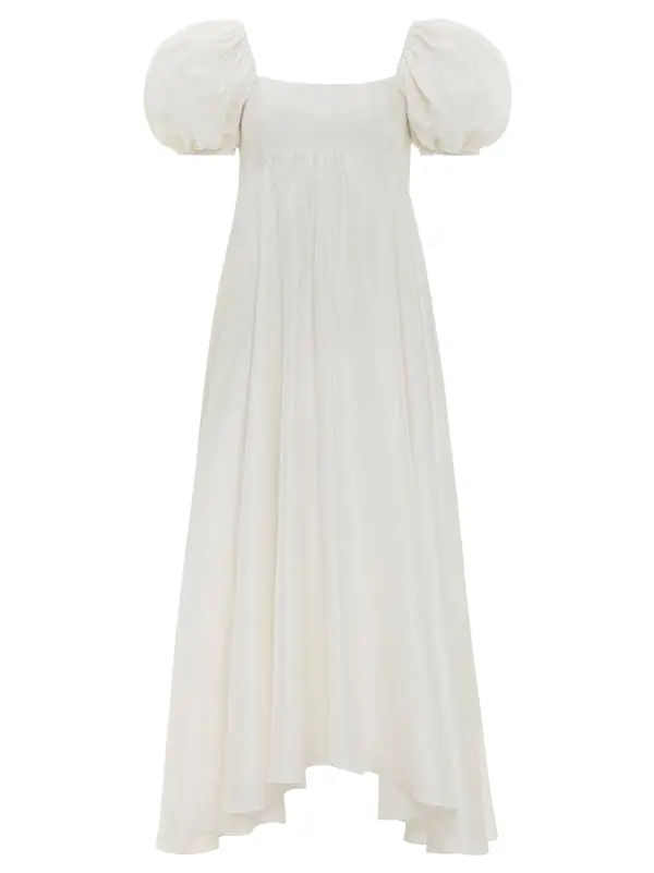 AZLEE Rory Silk Midi Dress - White