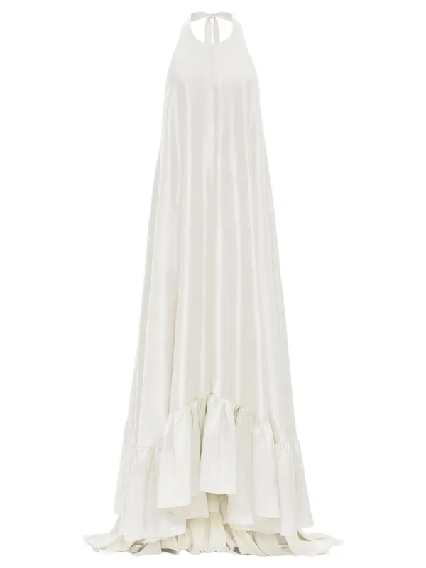 AZLEE Sadie Silk Gown - White