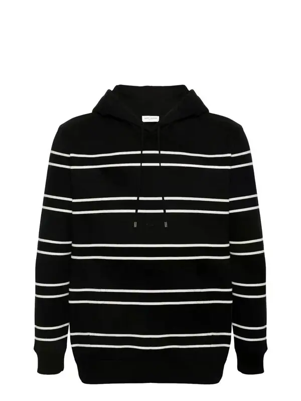 Saint Laurent Striped Cotton Hoodie - Blue