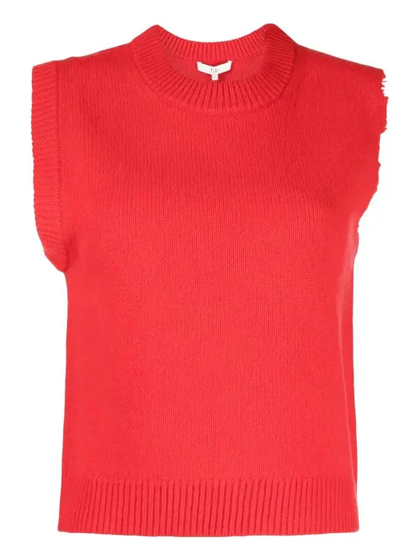 Tibi Distressed Lambswool Vest - Red