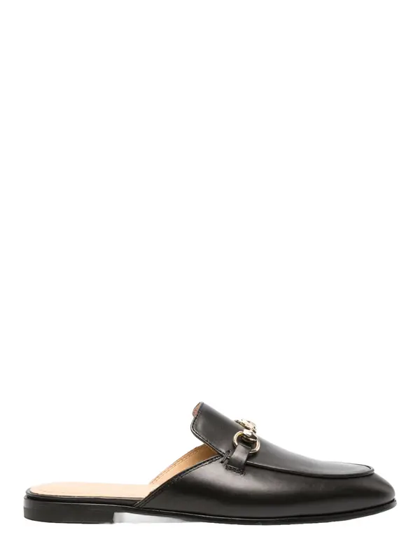 SCAROSSO Horsebit Leather Mules - Black