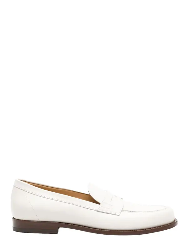 SCAROSSO Penny Leather Loafers - White