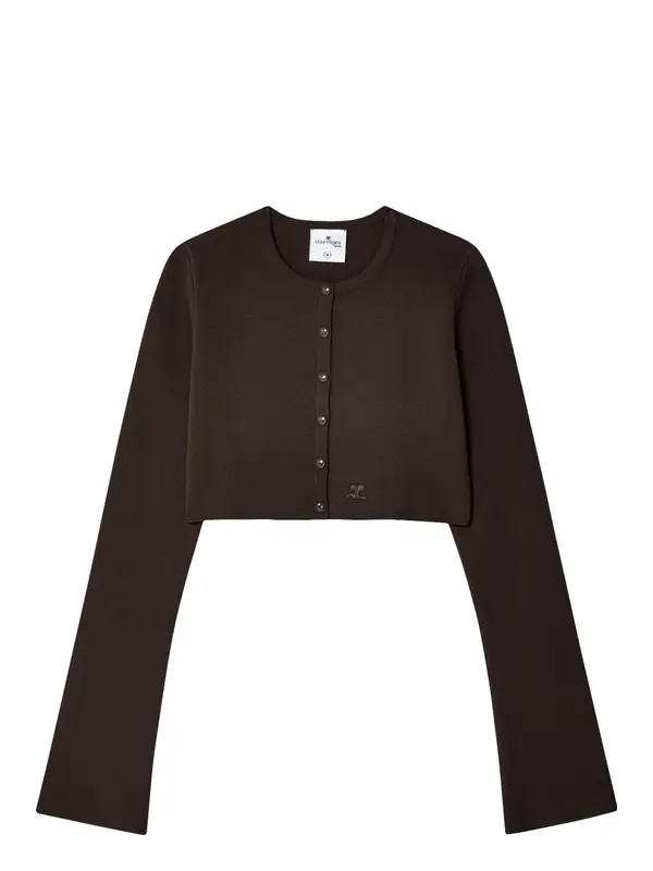 COURREGES Cropped Fine-knit Cardigan - Brown