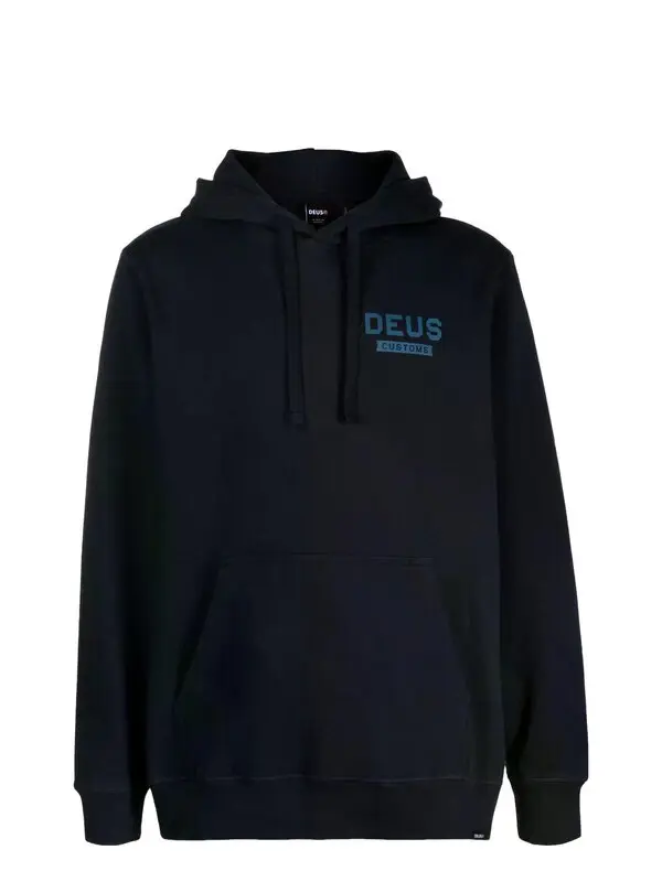 Deus Ex Machina Logo-print Cotton Hoodie - Blue