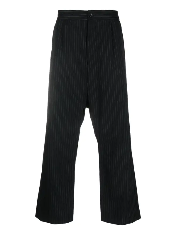 Attachment Pinstripe-print Drop-crotch Trousers - Black