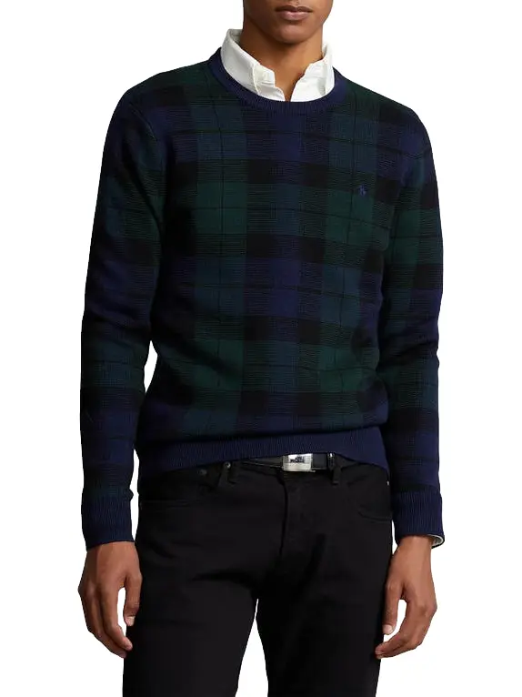 Polo Ralph Lauren Plaid Wool Crewneck Sweater - Blackwatch Combo