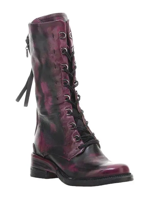 A.S.98 Steward Lace Up Boots - Distressed Fuchsia