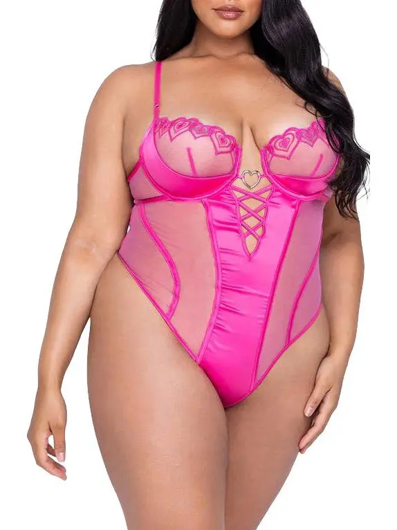 ROMA CONFIDENTIAL Bubblegum Heart Underwire Teddy - Pink