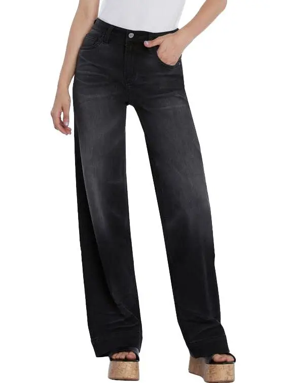 HINT OF BLU Love Wide Leg Jeans - Black Rain