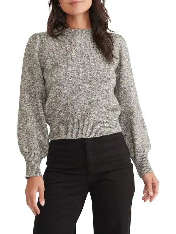 Marine Layer Alma Puff Sleeve Sweater - Charcoal Heather