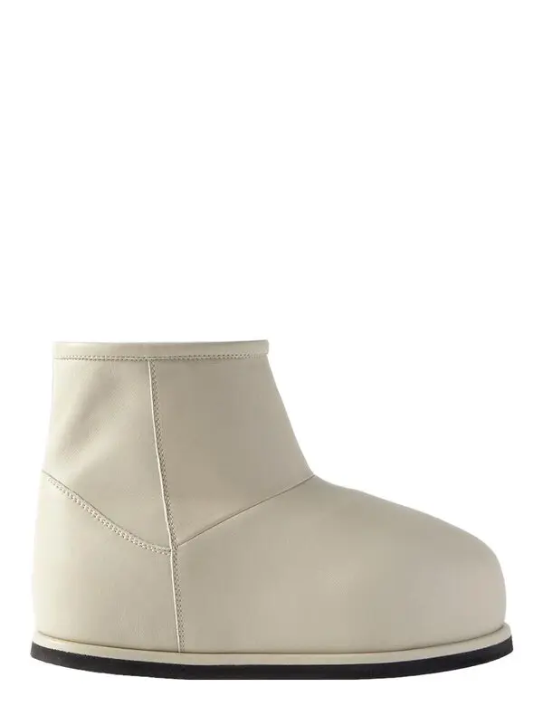 Amina Muaddi Heidi Shearling-lined Leather Platform Ankle Boots - Off-white