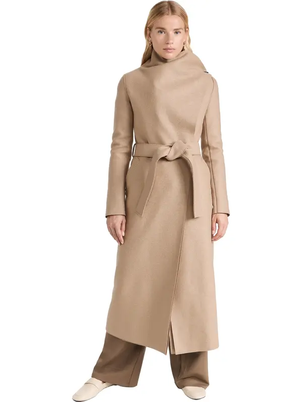 Harris Wharf London Long Pressed Wool Volcano Coat - Tan
