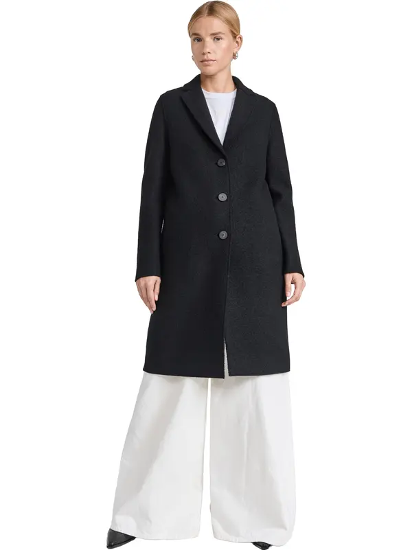 Harris Wharf London Overcoat Boiled Wool - Black