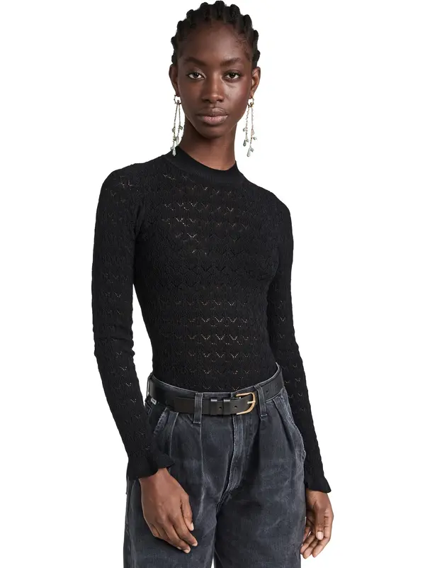 Sea Rue Fine Knit High Neck Sweater - Black