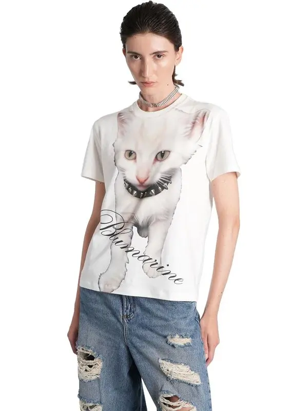 Blumarine Printed Cotton T-shirt - White