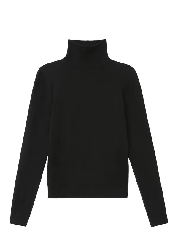 Lafayette 148 New York Fine Cashmere Fitted Turtleneck Sweater - Black