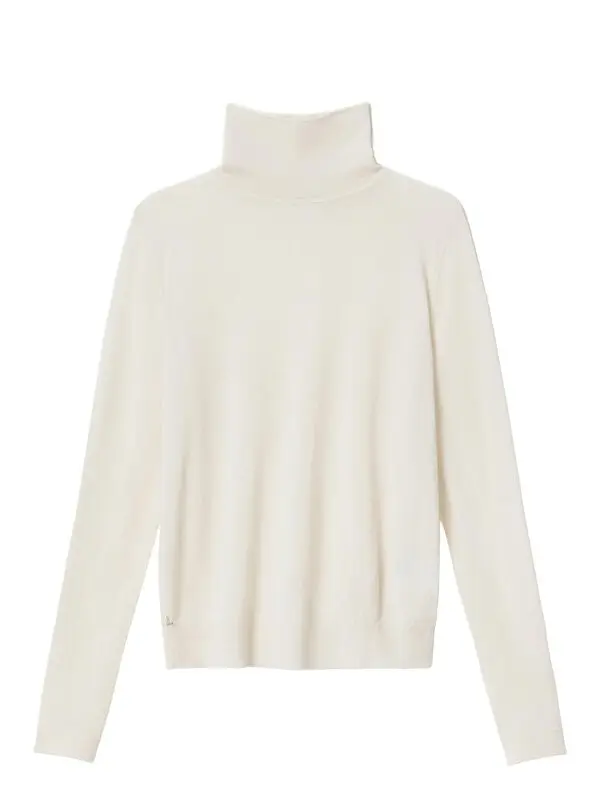 Lafayette 148 New York Fine Cashmere Fitted Turtleneck Sweater - Cloud